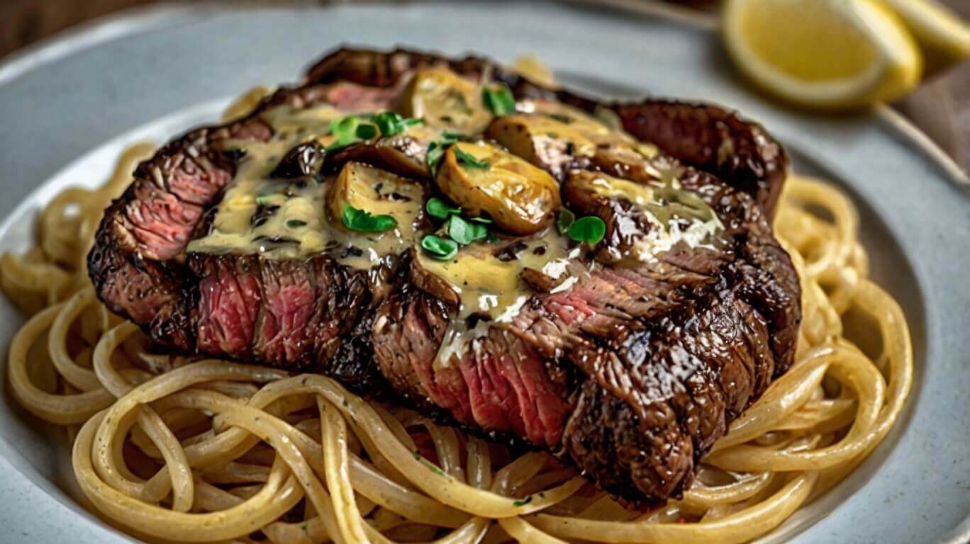 Garlic Butter Steak Lightning Noodles Recipe